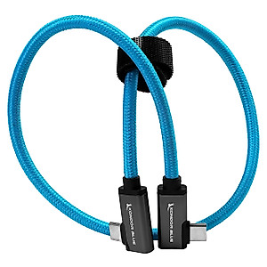 KONDOR BLUE 20" Straight USB C 3.1 GEN 2 10 Gb/s 100W | Dual Right Angle Braided Cable for 8K Data and Power Delivery