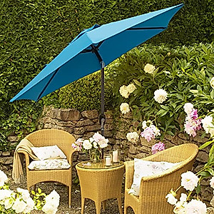 Blissun 7.5 ft Patio Umbrella, Market Umbrella with Push Button Tilt Crank, Cerulean