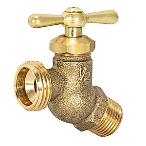 Eastman Male No-Kink Hose Bibb, 1/2 Inch MIP Connection, Brass Plumbing Fitting, 20205