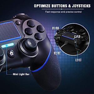 ORDA Wired Controller Compatible with PC,with Motion Motors,Mini LED Indicator and Anti-Slip Design -Blue
