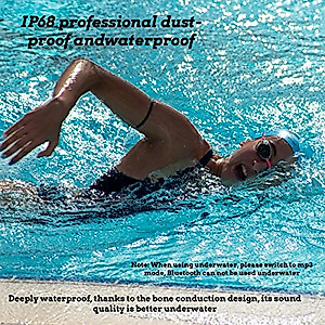 Gogailen Bone Conduction Headphones,IPX8 Waterproof Swimming Night Light Headphones Built-in 32GB MP3 Player Bluetooth 5.3,Wireless Open Ear Headset for Swimming,Running,Cycling,Gym Black