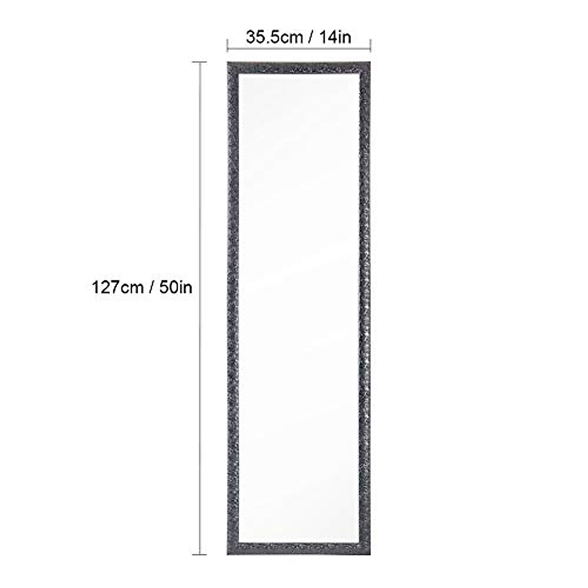 KUIKUI Explosion-Proof Full Length Mirror, Wall Mounted Door Mirror for Dorm Room Decor, Rectangular Float Framed, 50x 14, Black