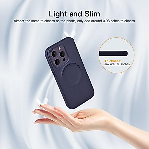 THMEIRA Compatible with iPhone 14 Pro Max Leather Case [ Compatible with MagSafe ] with Magnetic Wallet Card Holder [ PU Leather ] [ Slim Fit ] with Tempered Glass Screen Protector - Ink