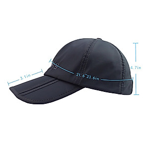 Sumolux Men Women Outdoor Rain Sun Waterproof Quick-Drying Long Brim Collapsible Portable Hat Black
