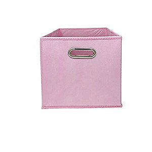 ABLEHOME 6 Pack Fabric Storage Bins Box Organizer Cube Basket Container 10.5"x10.5"x11" Pink w/Metal Handle