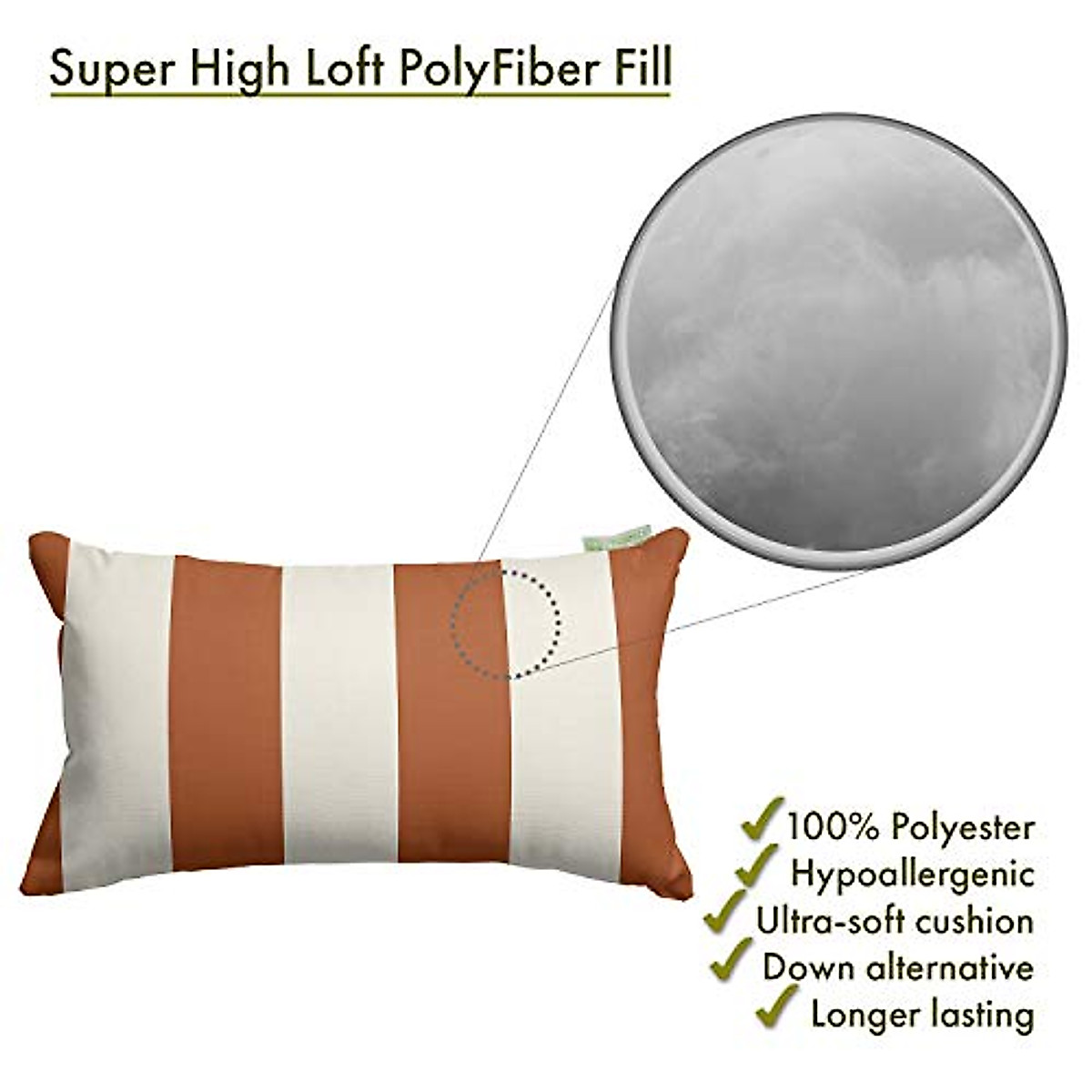 Majestic Home Goods Burnt Orange Vertical Stripe Indoor / Outdoor Small Throw Pillow 20" L x 5" W x 12" H