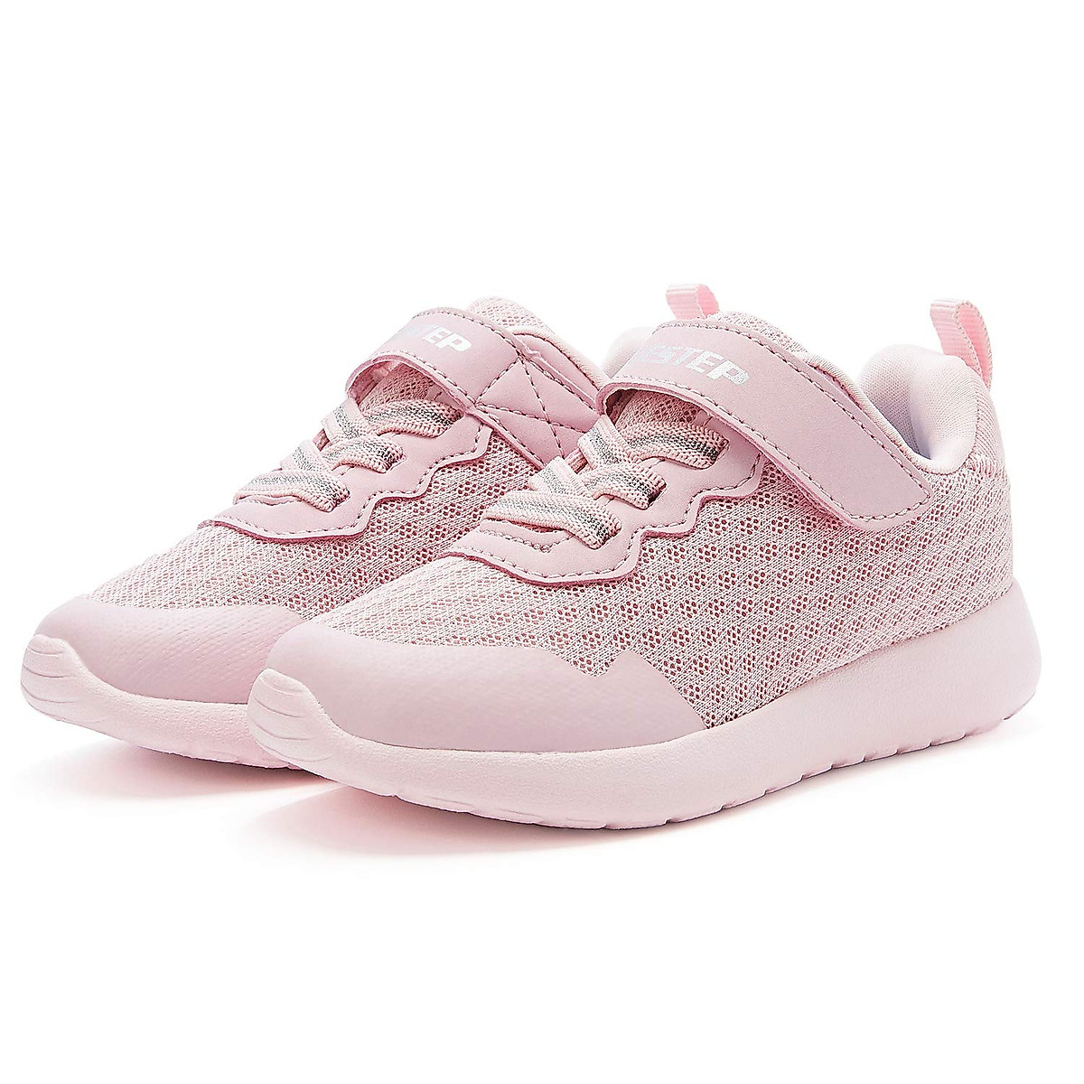 Weestep Little Kid Boys and Girls Lightweight Hook and Loop Running Sneaker, Pink, 2 Little Kid