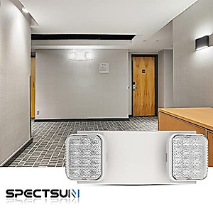 SPECTSUN 4 Packs Emergency Light White, Commercial Emergency Light with Battery Backup, Emergency Sign with Light/Led Emergency Light/Emergency Light Fixture/Emergency Light Home -(Square Head)