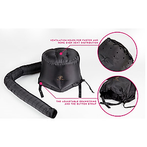 BEAUT'E SEOUL Bonnet Hair Dryer Attachment – Large Soft Hood for Handheld Blow Dryers, Deep Conditioning Cap for Natural Curly Hair, Quick Drying & Hair Treatment