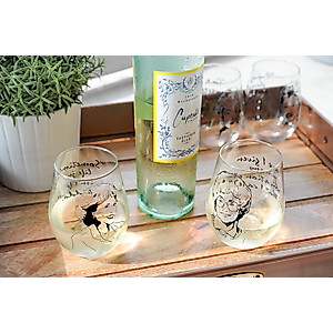 Toynk The Golden Girls Official Stemless Wine Glass Collectible Set of 4| Features One Wine Glass For Each Golden Girl | Each Glass Holds 16 Ounces