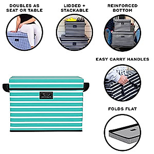 SCOUT Rump Roost MED - Medium Lidded Storage Bin with Handles, Collapsible, Stackable, Doubles as Seat or Table, Holds 80 Lbs