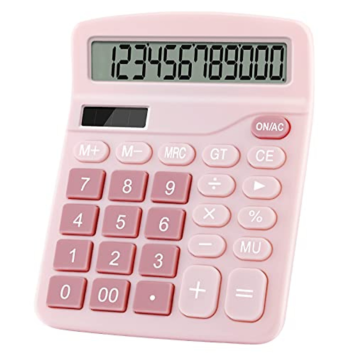 Pink 12-Digit Office Desk Calculator with Large Display