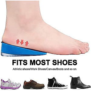 Correct-Position Height Increase Insoles, Heel Cushion Inserts, Heel Lift Inserts for Leg Length Discrepancies (Blue, 1.8" Height)
