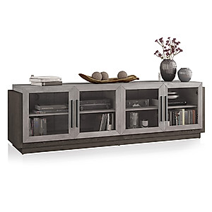 BELLEZE 70" TV Stand for TVs up to 75", Modern TV Cabinet & Entertainment Center with Shelves, Wood Storage Cabinet for Living Room or Bedroom - Brixston (Grey)