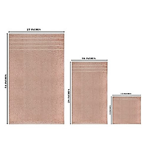 Textila Cotton Towel Set - 3 Piece Set Includes 1 Bath Towels, 1 Hand Towels, and 1 Washcloths - Soft and Absorbent Towel Set for Bathroom - Beige Color Towels Ideal for Everyday Use