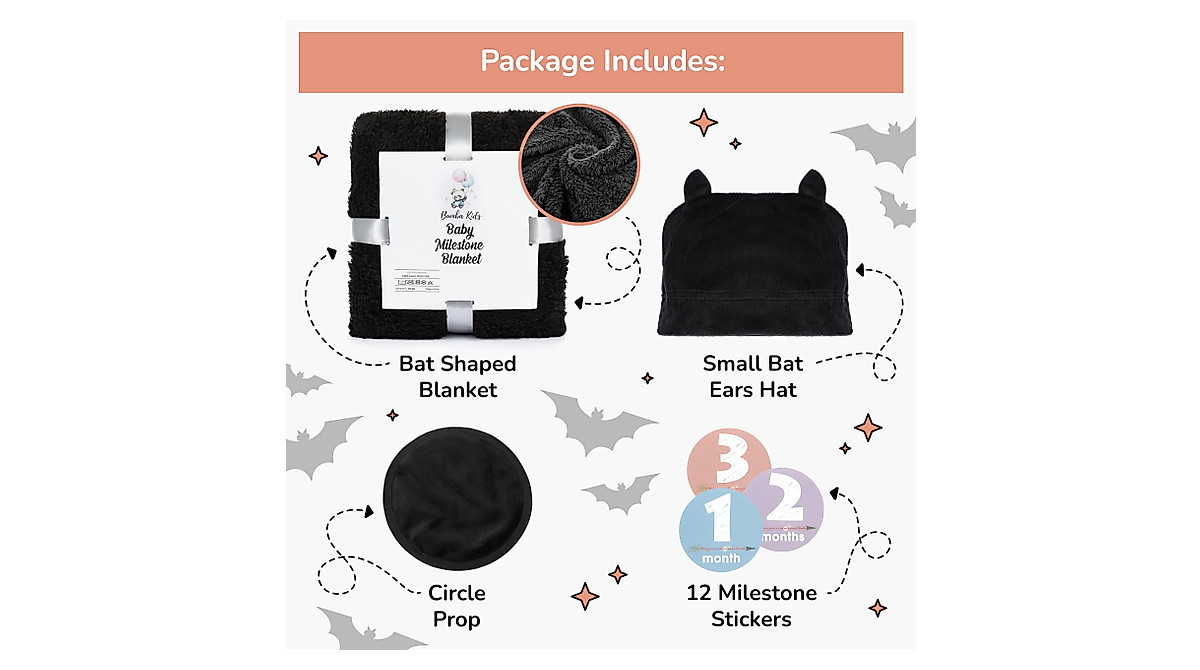 Gothic Baby Bat Swaddle Blanket Gift Set - Bumba Kids