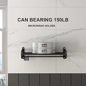 lanliebao 22 Inch Stainless Steel Wall Shelf Metal Shelving Heavy Duty Commercial or Household Grade Wall Mount Microwave Oven Shelf with Fixing Kit(Width 22 in Black)