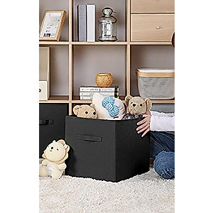 BBQ Future Foldable Cube Storage Bin Collapsible Box Cloth Basket Bins Black Organizer - Great for Nursery, Playroom, Closet, Home Organization (4 PCS, 13x15x13)