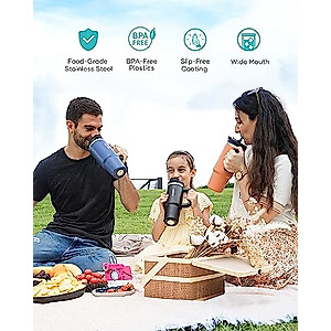 BUZIO 40oz Tumbler with Handle and Straw Lid, Stainless Steel Water Bottle Fits in Cup Holder, Insulated Tumbler Reusable Coffee Mug Travel Flask,Leak-Proof, Keep Cold for 24 Hrs/Hot for 12 Hrs, Black