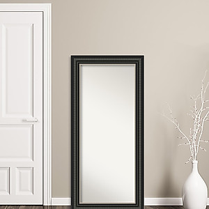 Amanti Art Non-Beveled Full Length Mirror (67.5 x 31.5 in.), Ballroom Black Silver Frame - Floor Mirror, Wall Mirror - Black from WI, USA