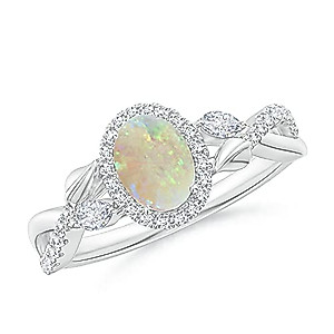 NYZA JEWELS Beautiful Luxurious Oval 7x5 Anniversary Ring | Sterling Silver 925 With Ethiopian Opal | Engagement & Anniversary Collections For Woman's (Rose Gold Plated, 5) (White, 10.5)