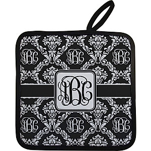 Personalized Monogrammed Damask Right Oven Mitt & Pot Holder Set