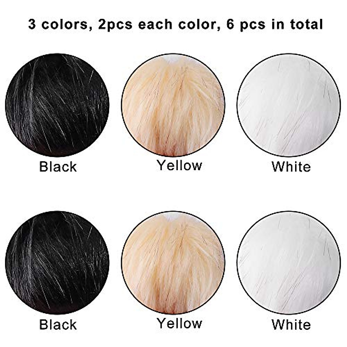 Fur Pom Poms for Hats, 6PCS 4 Inch Faux Fur Pom Pom Balls Fluffy Pompoms for Crafts with Elastic Loop 3 Colors for Keychains Scarves Gloves Bags Knitting Supplies