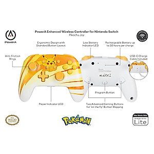 BDA PowerA Enhanced Wireless Controller for Nintendo Switch - Pokmon: Pikachu Joy
