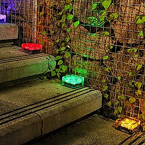 Outside Lights LED Solar Garden Light Brick Ice Cube Solar Lawn Lights Outdoor Decoration Lamp for Stair Pathway Driveway Landscape Yard Patio LanternGAWDI