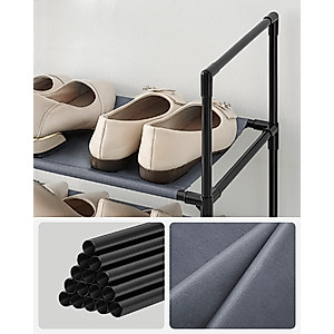 SONGMICS Shoe Rack, 10 Tier Shoe Shelf, Shoe Storage Organizer, Space-Saving, 13 x 13 x 68.1 Inches, Metal Frame, Non-Woven Fabric Shelves, for Entryway, Bedroom, Grey ULSR110G01