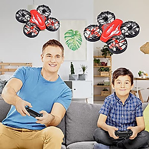 Mini Drone for Kids and Beginners, Remote Control Helicopter Quadcopter with 3 Modular Batteries, Headless Mode, Auto Hovering, 3 Speed Modes, Indoor RC Pocket Plane Gift for Boys and Girls, Red