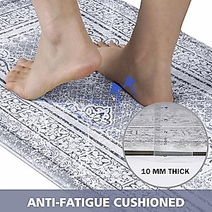 ASPMIZ 3 Pieces Kitchen Mats Cushioned Anti Fatigue, Waterproof PVC Runner Rug Kitchen Memory Foam Rugs Non Slip Kitchen Mats for Floor, Alfombras para Cocina, 18'' x 30'' + 18'' x 48'' + 18'' x 60''