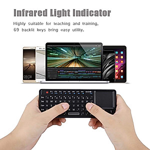 2.4GHz Wireless Touchpad Keyboard, Super Thin&Lightweight Rechargeable Ultra Mini Thin USB Backlit Keyboard, Plug and Play Fits for HTPC, for PS3/4