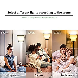 Floor Lamp for Living Room, Simple Modern Black Floor Lamp for Bedroom Office, 3 Color Temperatures Tall Standing Floor Lamp with Foot Switch, (9W LED Bulb, White Lampshade Included).