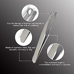 1 Pack Nose Hair Tweezers with PU Pouch, Stainless Steel Nasal Clippers with Safety Round Head, Brows Facial Nose Hair Tweezers for Men Women