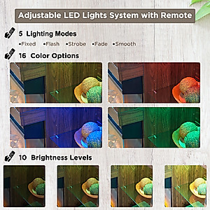 JXQTLINGMU Ultra Large 70 inch TV Stand for 80 Inch TV, LED Media Console with 3-Sides Hollow Out Glass Doors, Farmhouse Entertainment Center with Storage for Living Room, Bedroom, Brown