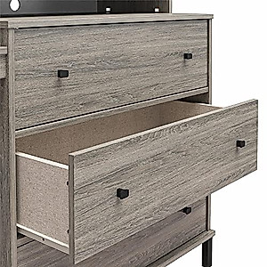 Ameriwood Home Kalissa Dresser/Desk Combo with Wireless-charger, Gray Oak