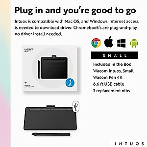 Wacom Intuos Small Graphics Drawing Tablet, includes Training & Software; 4 Customizable ExpressKeys Compatible With Chromebook Mac Android & Windows, drawing, photo/video editing, design & education