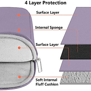 15.6 inch Laptop Sleeve Case, Shockproof Protective Notebook Case with Accessory Pocket, Briefcase Carrying Laptop Sleeve for 15.6" HP, ASUS, Dell, Lenovo, Acer -Lilac Colour