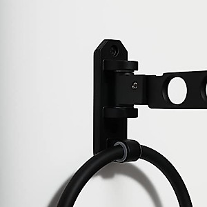 Yooloks Laundry Drying Rack Wall Mounted, Black Folding Clothes Drying Rack Clothes Hanger Rack with Swing Arm and Round Towel Ring, Space Saver for Laundry Room Bathroom Closet Storage Organizer