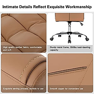 HOXNE Executive Office Chair Adjustable Leather Chair High Back Swivel Office Desk Chair with Padded Armrest 350lbs Load-Bearing Spring Seat Computer Desk Chair for Home Office (Khaki)
