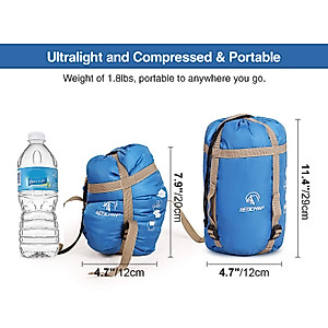 REDCAMP Ultra Lightweight Sleeping Bag for Backpacking, Comfort for Adults Warm Weather, with Compression Sack Blue (75"x 32.5")