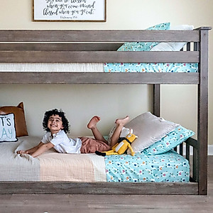 Max & Lily Twin Over Twin Low Bunk Bed with Ladder, Wooden Bunk beds with 14” Safety Guardrail for Kids,Toddlers, Boys, Girls, Teens, Bedroom Furniture, Clay