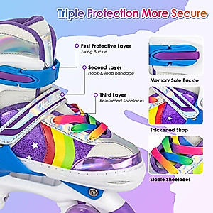 Hawkeye Roller Skates for Girls, 4 Sizes Adjustable Roller Skates for Kids Girls Boys Outdoor Indoor with Light up Wheels (Purple S)
