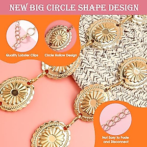 TIESOME Western Metal Concho Belt, Hollow Out Daisy Chain Belt Adjustable Boho Waist Chain Country Concert Outfit for Dress(Gold)