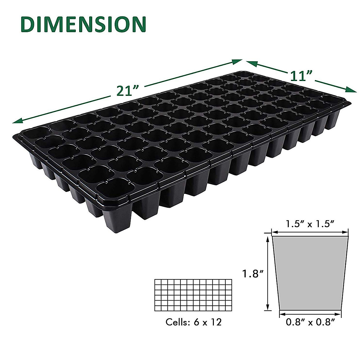 AIFUSI 10 Pack Seed Starter Kit, 72 Cell Seedling Trays Gardening Germination Plastic Tray Nursery Pots Mini Propagator Plant Grow Kit Plug Tray Starting Trays for Seedling Germination