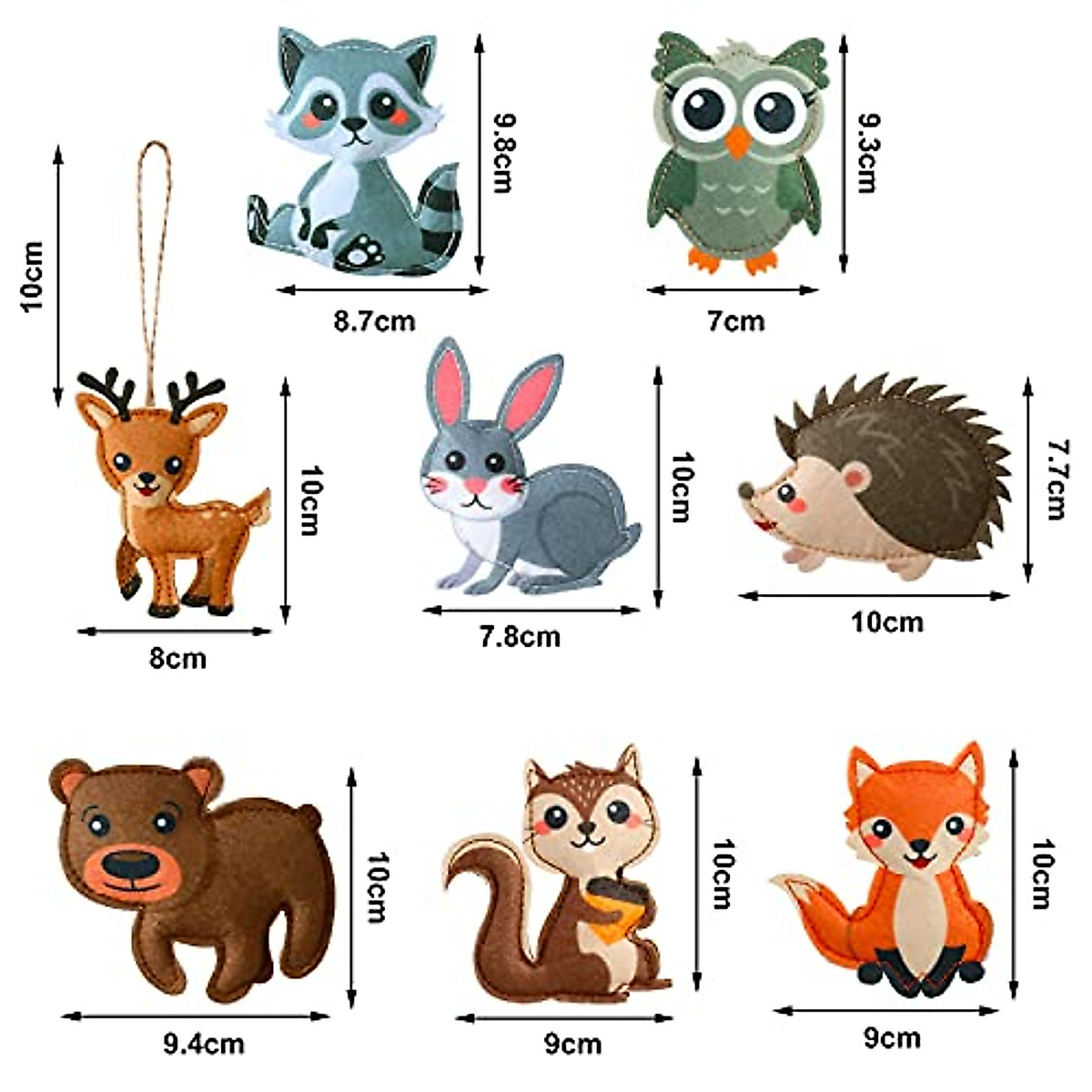 8 Pieces My Forest Friends Christmas Ornament Set Animals Craft Kit, Felt Woodland Decor Cute Animals Christmas Tree Decor for Home Party Decorations