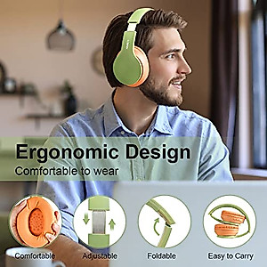 LOBKIN Wireless Bluetooth Headphones, Over-Ear Headphones with Built-in HD Mic,40H Playtime, Foldable Wireless and Wired Stereo Headphones for Gym/PC/Home