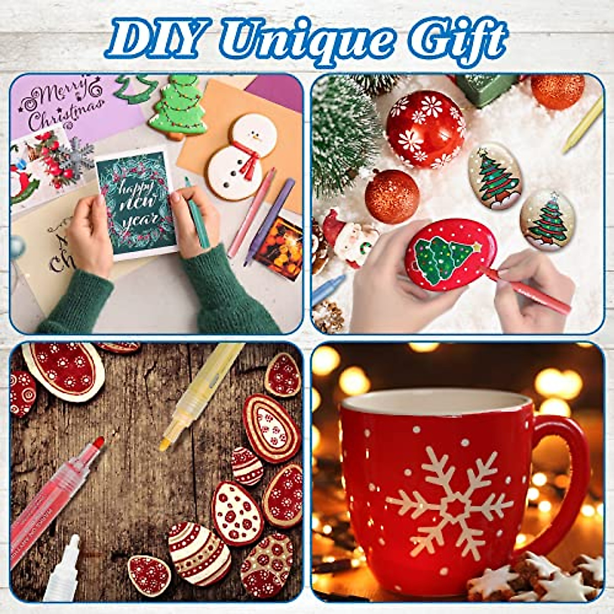 JR.WHITE Acrylic Paint Pens Paint Markers for Rock Painting, Canvas, Wood, Glass, Fabric, Metal, Plastic, Arts Crafts Easter Eggs, Pumpkin, Scrapbooking Supplies, Graffiti Markers for Adults Kids