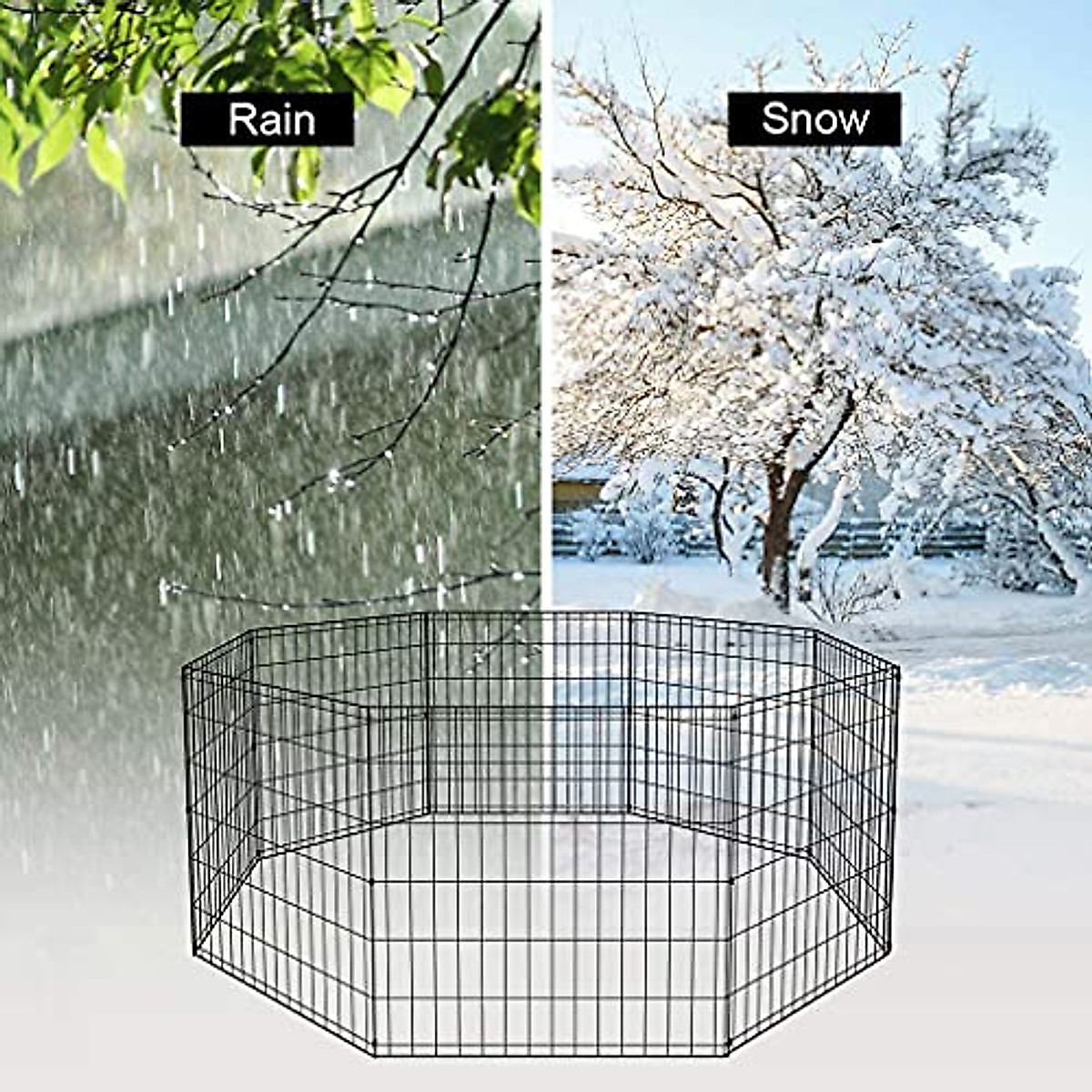 BestPet 24 Tall Foldable Dog Playpen Crate Fence Pet Kennel Play Pen Exercise Cage 8 Panel Black